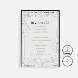 Remember Me Printable Art, Printable Christian Poem, in Loving Memory ...
