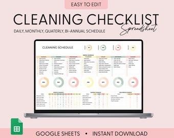 Cleaning Google Sheet, Cleaning Tracker Template, Weekly Cleaning ...