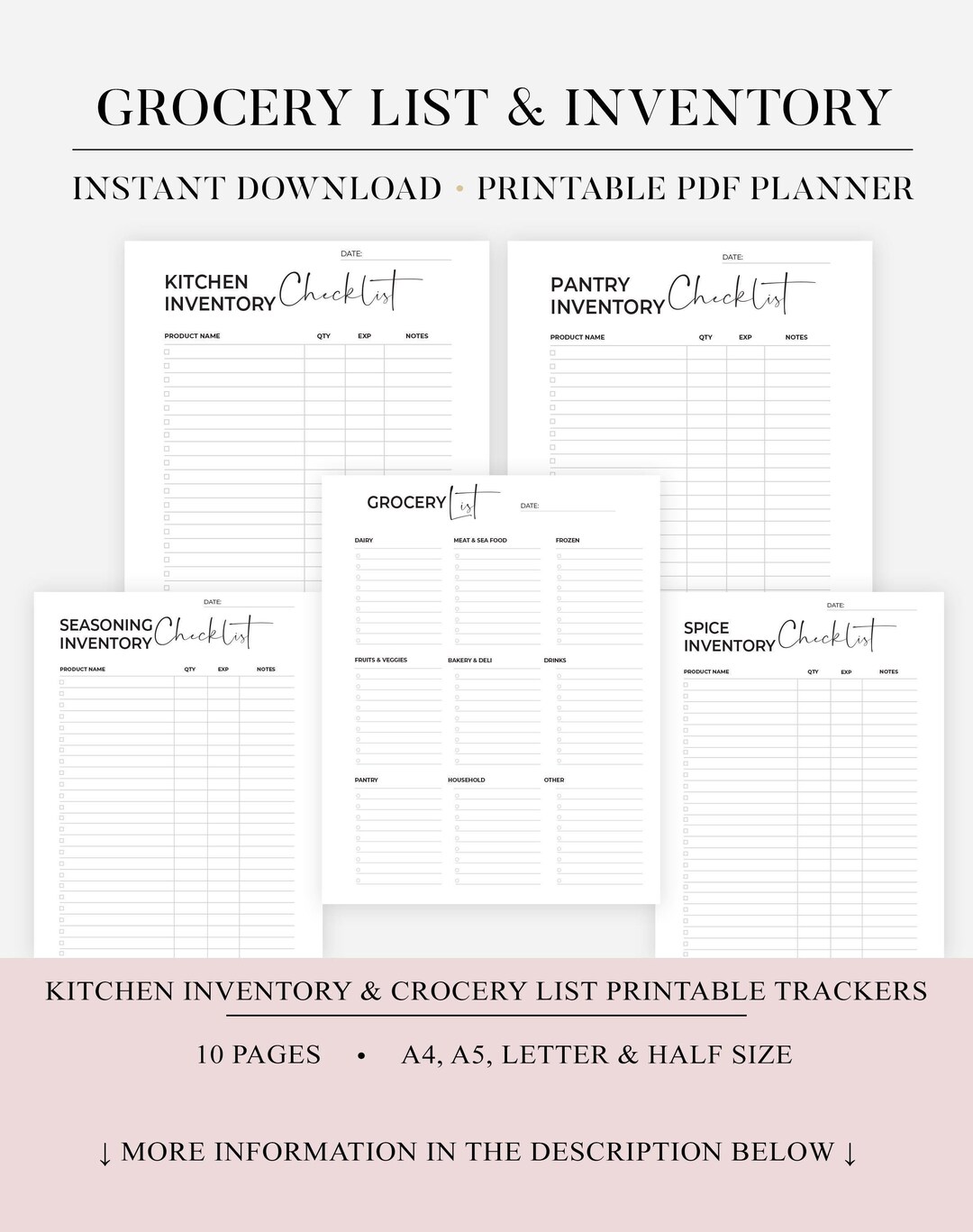 Grocery List Printable Template, Grocery Planner, Food Shopping List ...