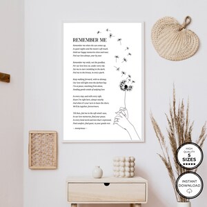 Remember Me Poem Wall Art, Funeral Poem, Memorial Gift, Printable ...