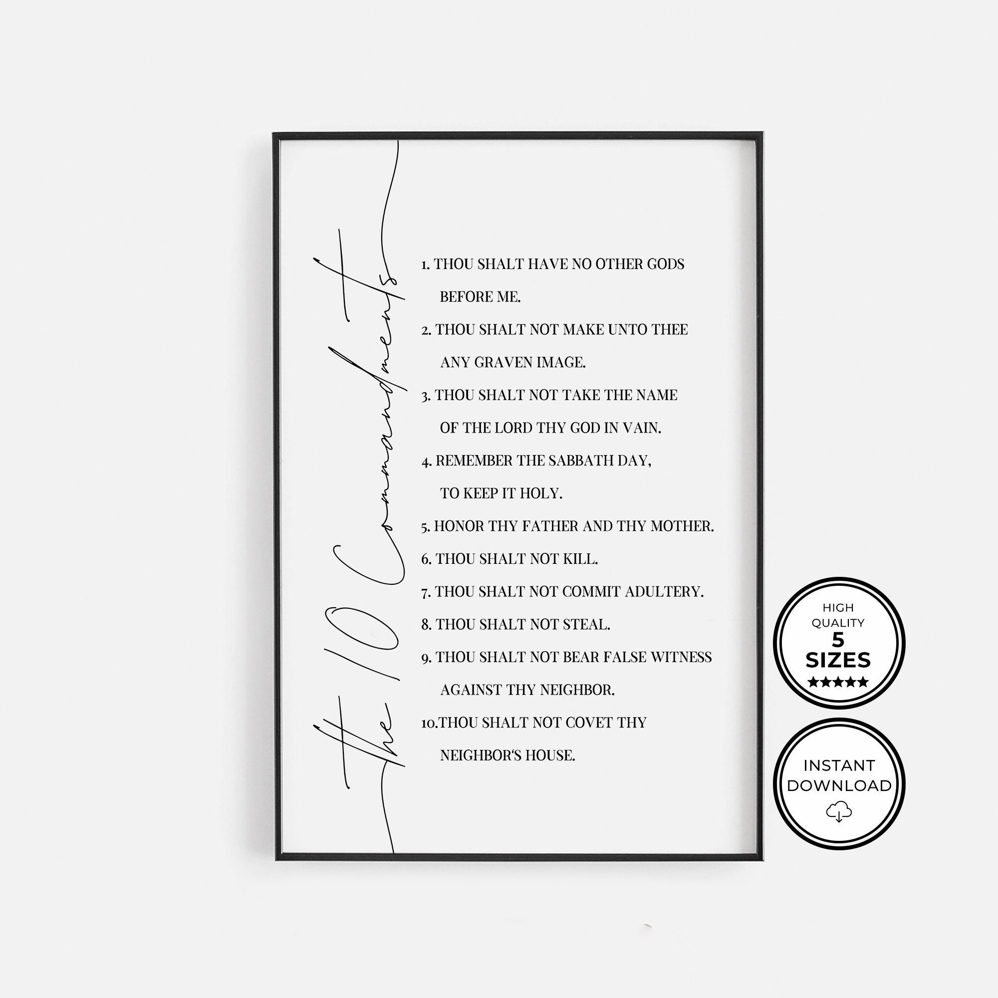 The 10 Commandments Bible Verse Wall Art Printable - Etsy
