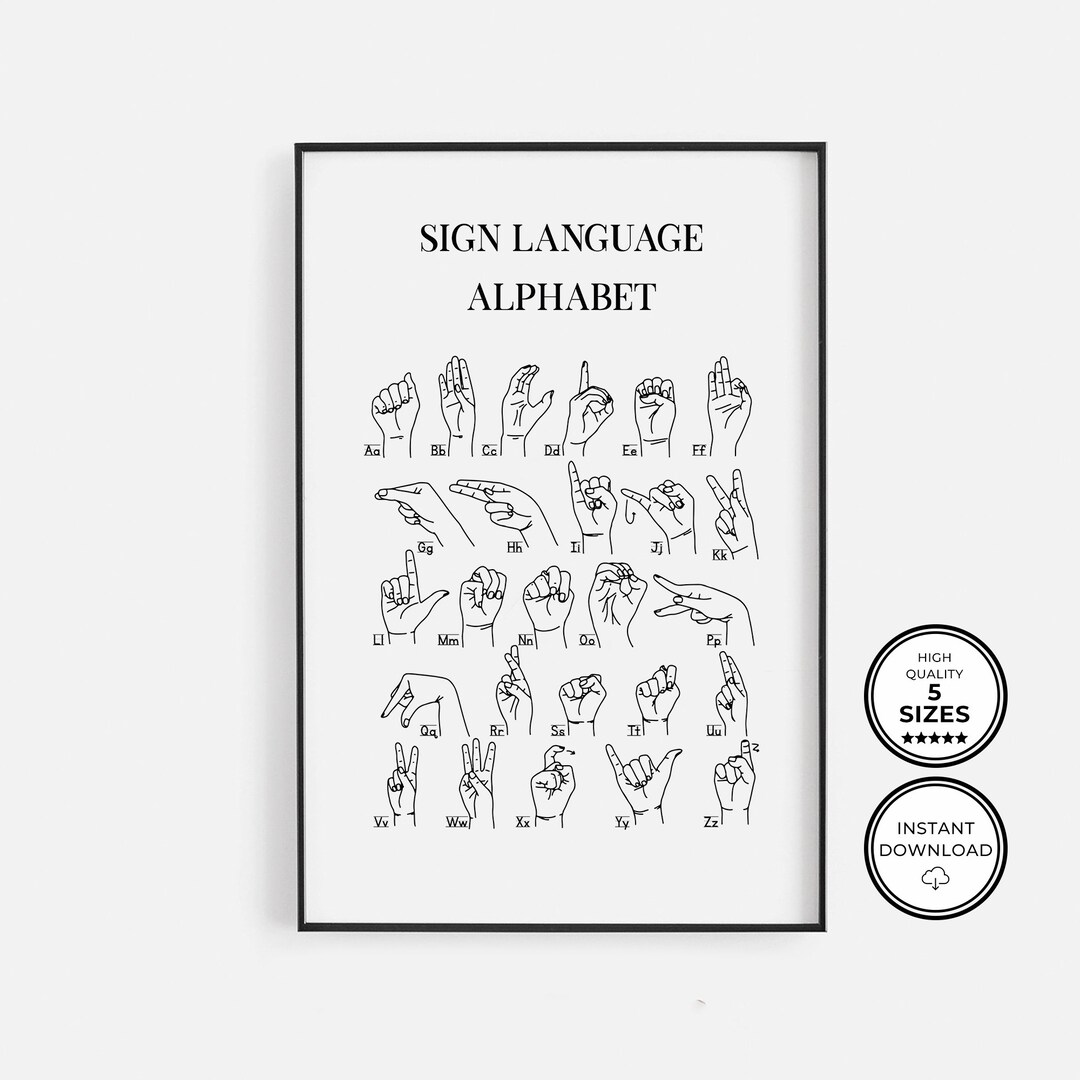 ASL, Alphabet Poster, Printable American Sign Language, Educational ...