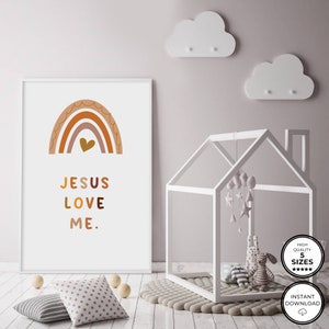 Jesus Loves Me Printable Christian Nursery Wall Art, Christian Decor ...