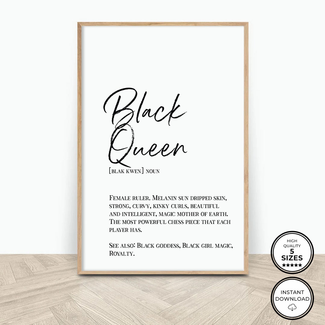 Black Queen Definition Print, Printable Typography Wall Art, Above The ...