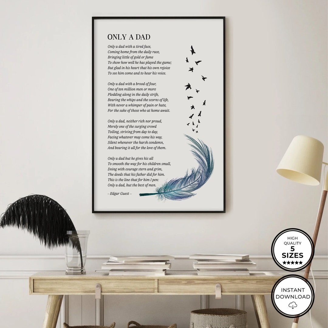 Only a Dad Poem by Edgar Guest Poster Print Poetry Wall Art Poem Prints ...