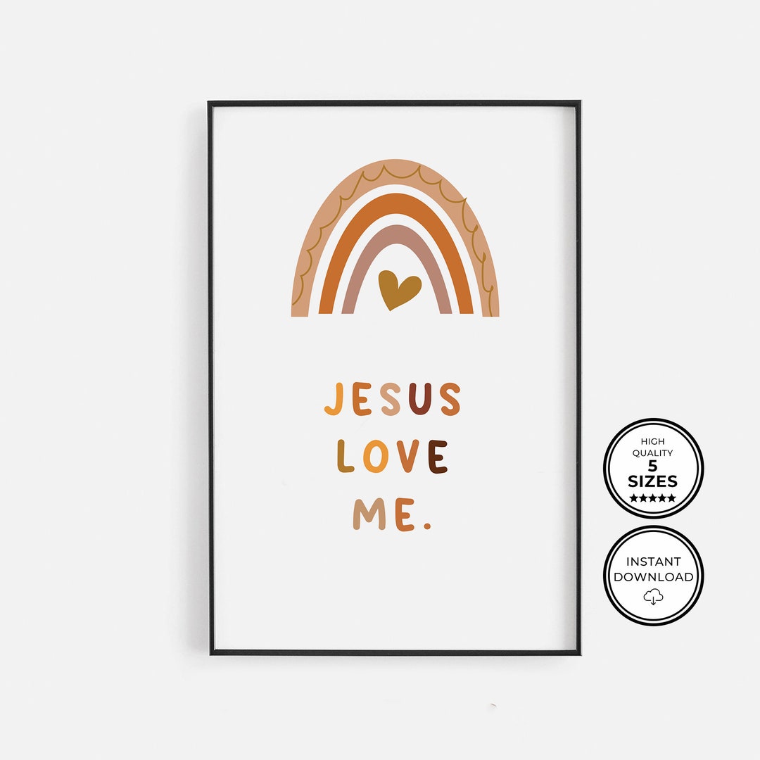 Jesus Loves Me Printable Christian Nursery Wall Art, Christian Decor ...