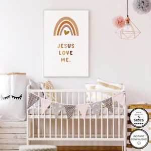 Jesus Loves Me Printable Christian Nursery Wall Art, Christian Decor ...