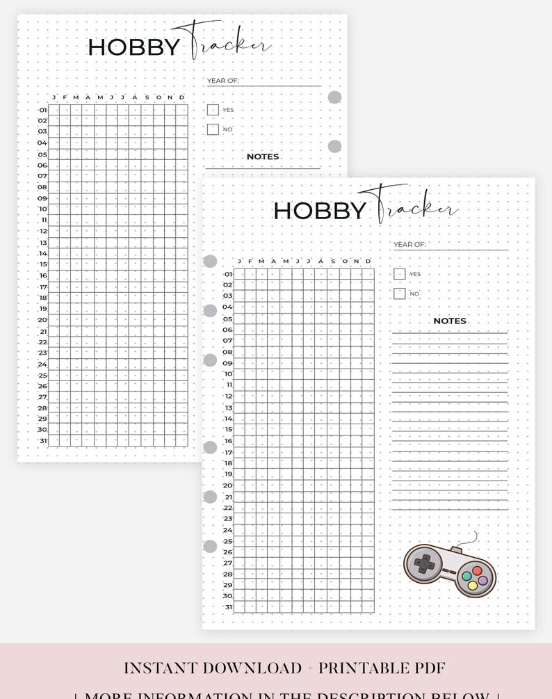 Hobby Tracker Printable - Journal Page - Habit Tracker - Hobby Journal ...