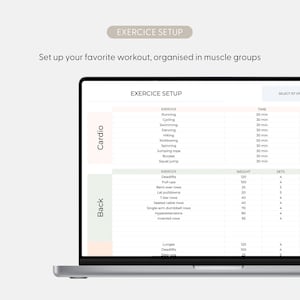 Workout Planner Google Sheets Exercise Tracker Spreadsheet Fitness ...