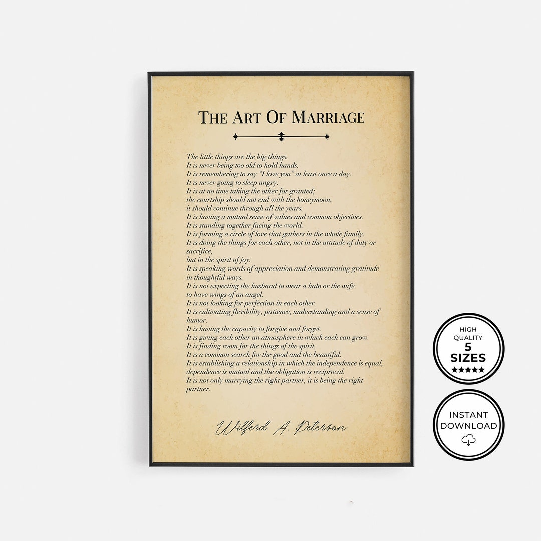 The Art of Marriage Poem Print Wilferd A. Peterson - Etsy UK