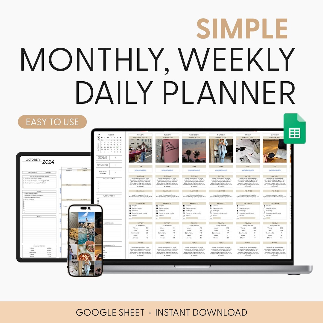Social Media Content Calendar & Planner Template | Yearly | Google ...