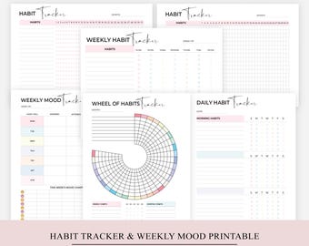 Monthly Habit Tracker Printable Landscape, Habit Tracker Template ...
