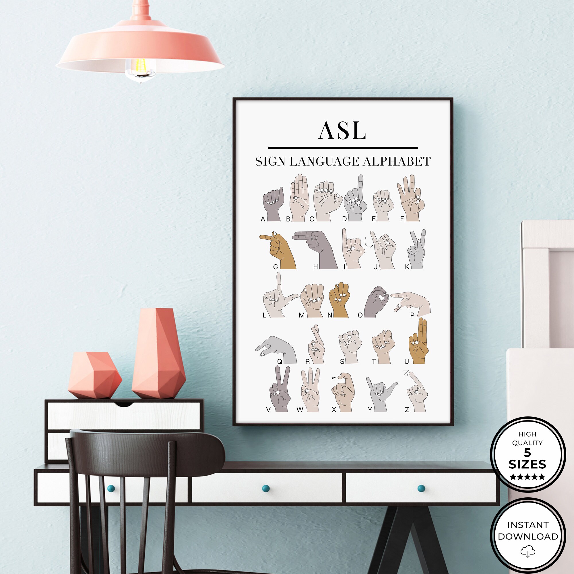 ASL, American Sign Language, Alphabet Poster, Homeschool Printables ...