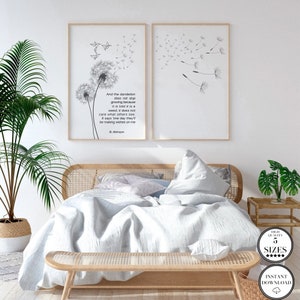 Dandelion Wish Quote Print, Printable Dandelion Wall Art, Motivational ...