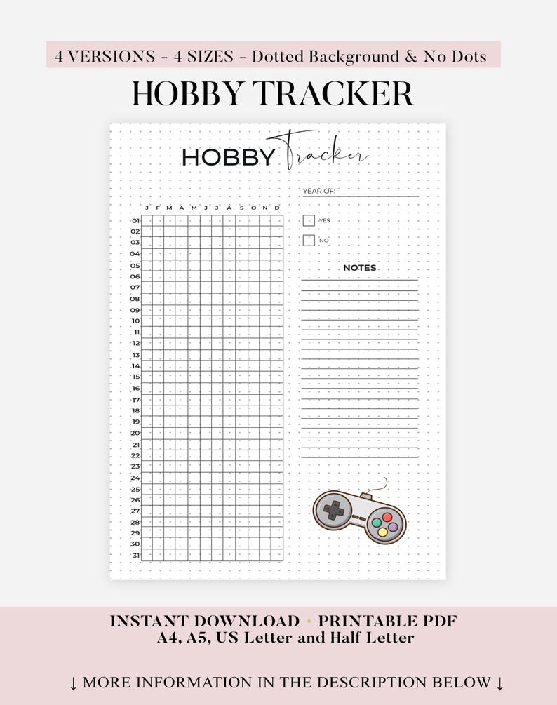 Hobby Tracker Printable - Journal Page - Habit Tracker - Hobby Journal ...
