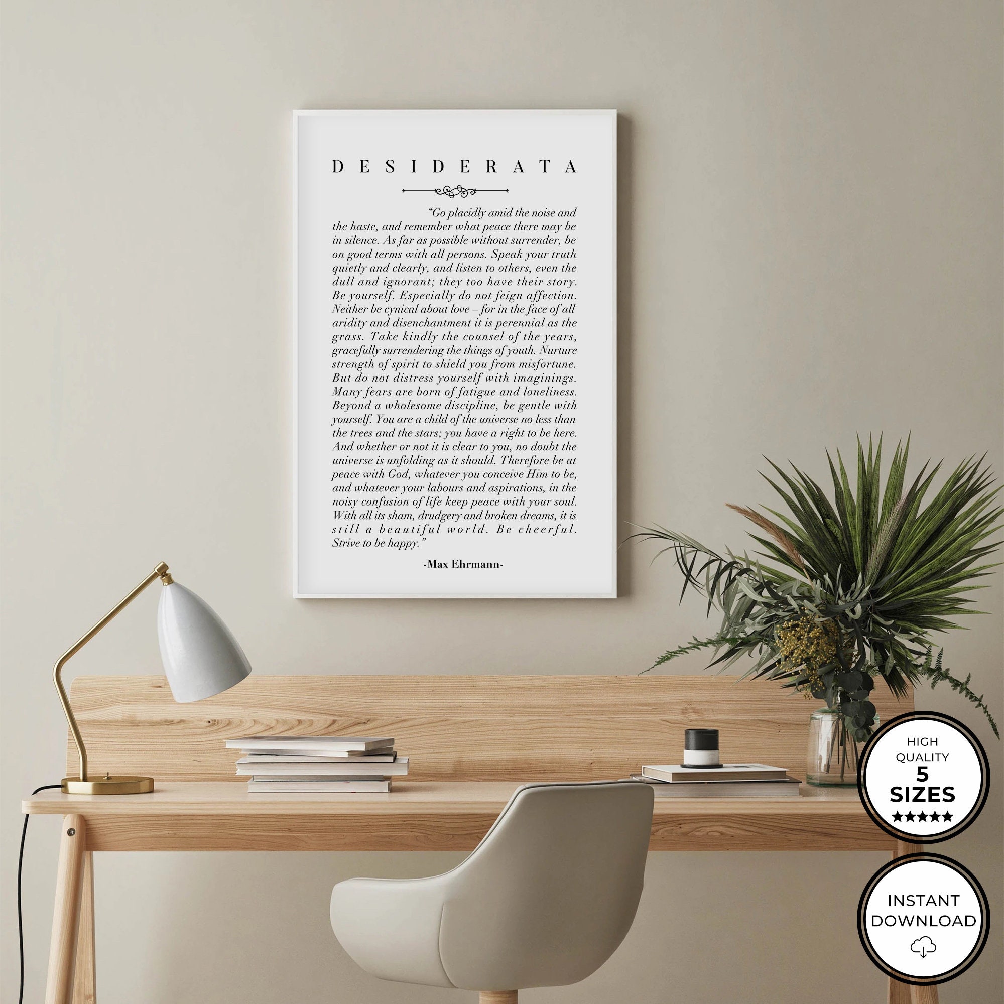 Desiderata Poem Art Print by Max Ehrmann Inspirational Poem - Etsy