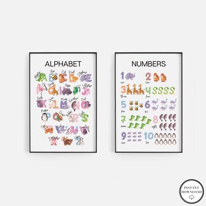 Animal Alphabet and Numbers Print, Animal Nursery Decor, PRINTABLE Wall ...