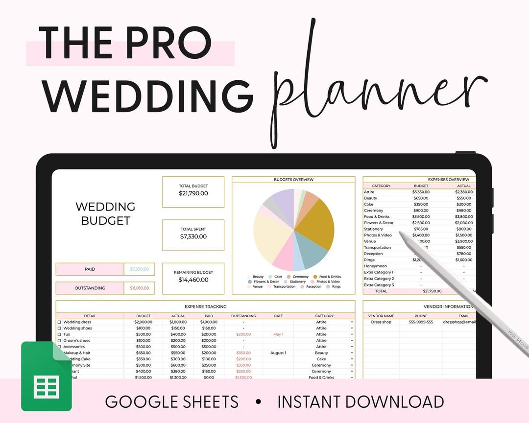 Wedding Planning Spreadsheet | Google Sheets | Wedding Budget ...