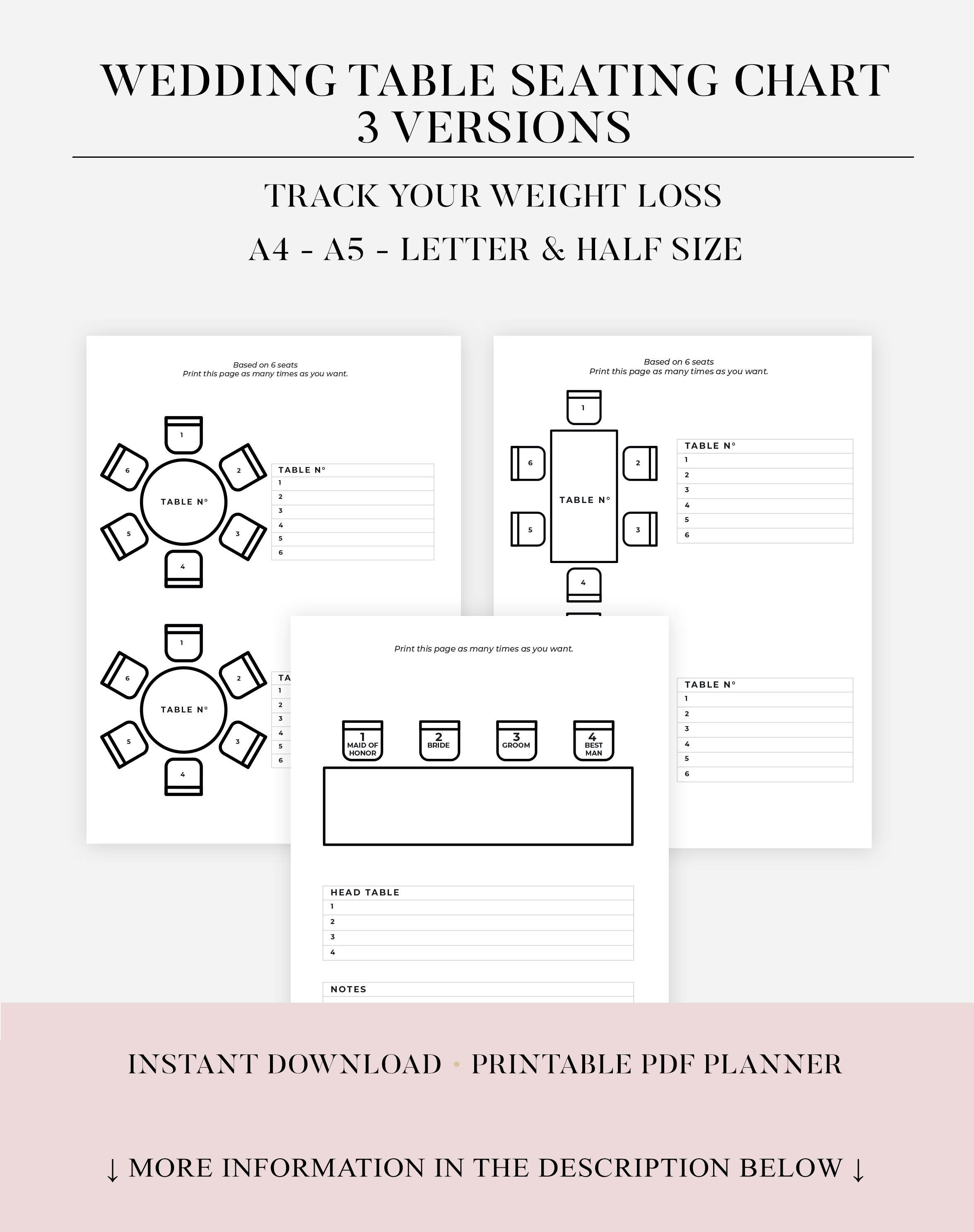 Printable Wedding Table Seating Chart Template, Round Table Seating ...
