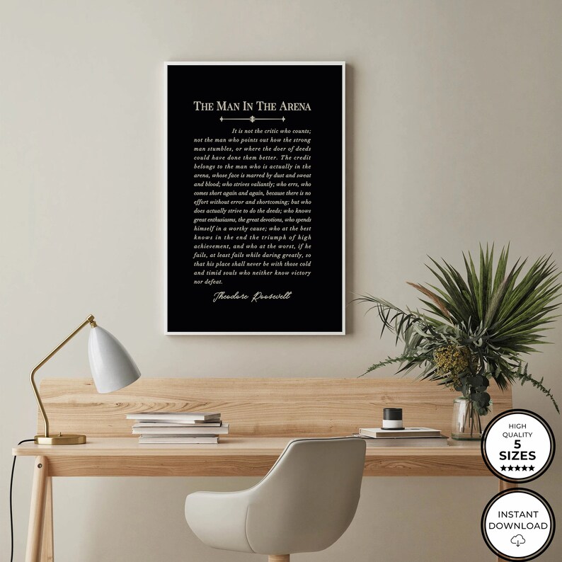The Man in the Arena Quote the Man in the Arena Poster - Etsy