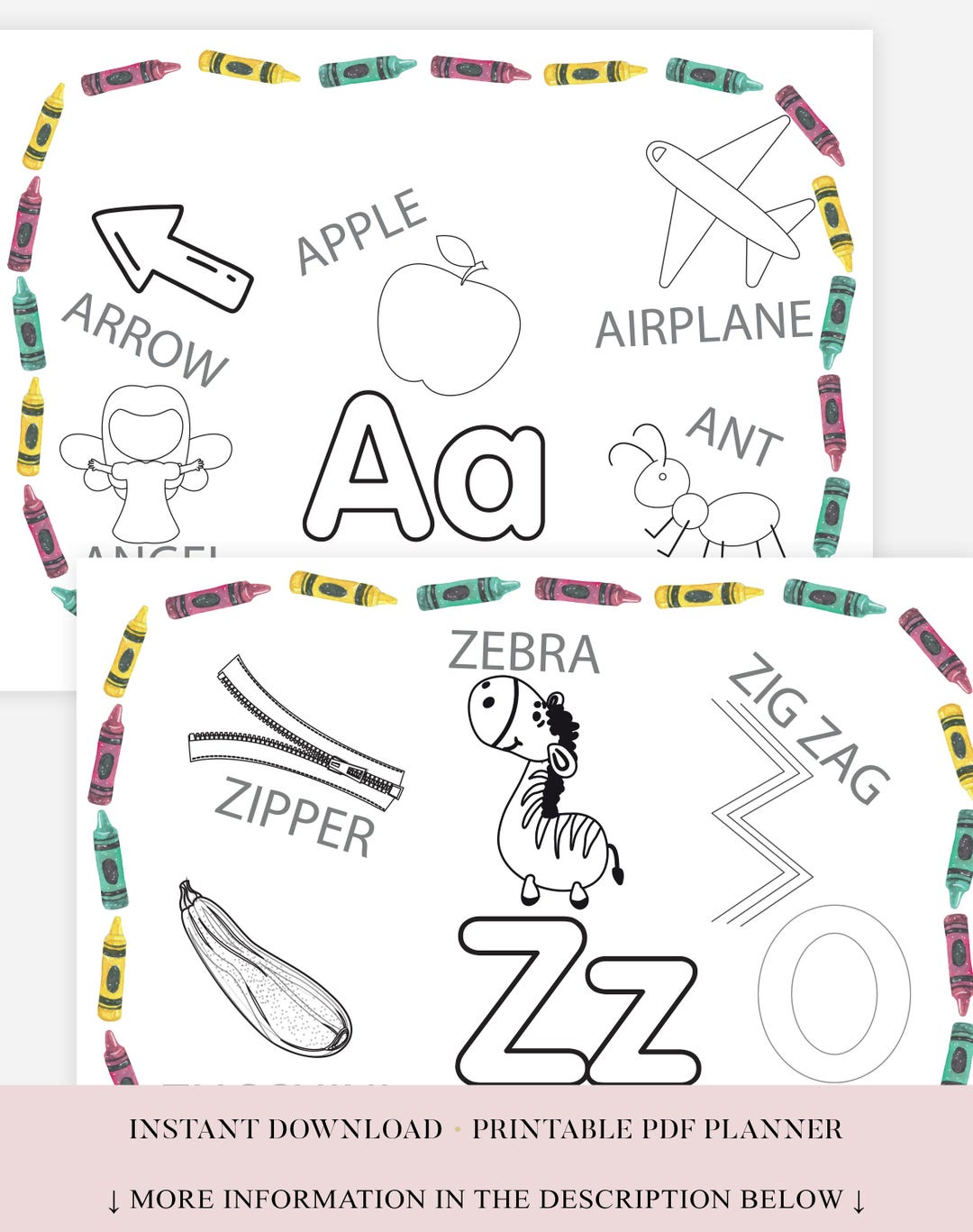 ABC Baby Shower Coloring Book A-Z Alphabets Learning Baby Shower Game ...