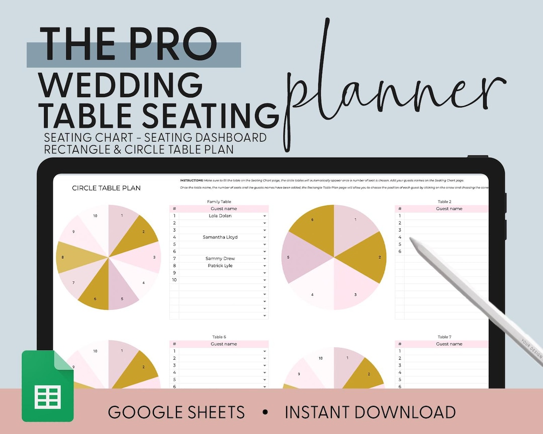 Printable Wedding Table Seating Chart Template, Round Table Seating ...