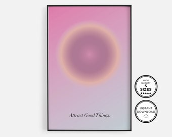 Attract Good Things Aura Poster, Spiritual Wall Art, Gradient Print ...