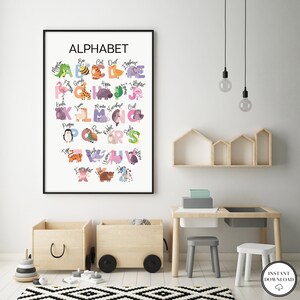 Animal Alphabet and Numbers Print, Animal Nursery Decor, PRINTABLE Wall ...