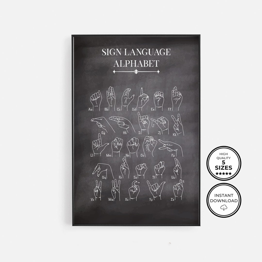 ASL, Alphabet Poster, Printable American Sign Language, Educational ...