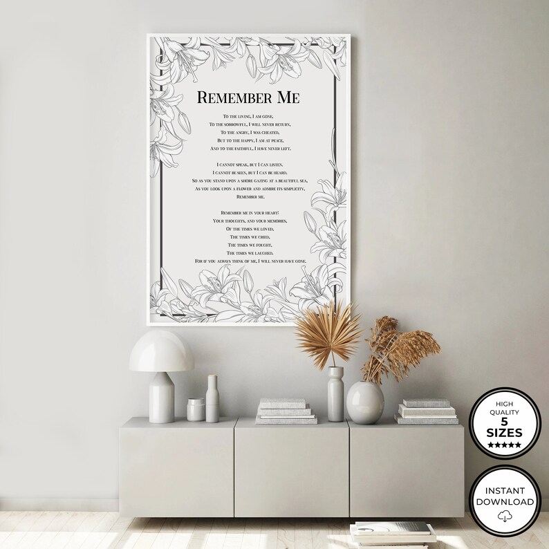 Remember Me Printable Art Printable Christian Poem in Loving - Etsy