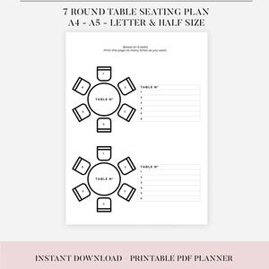 Printable Event Seating Chart Template, Round Seating Chart, Head Table ...