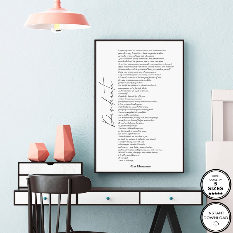 Desiderata Poem By Max Ehrmann Print, Literature Desiderata, Poema ...