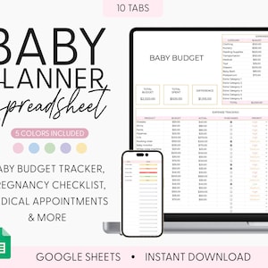 Pregnancy Planner Spreadsheet, Digital Baby Planning, Baby Budget ...