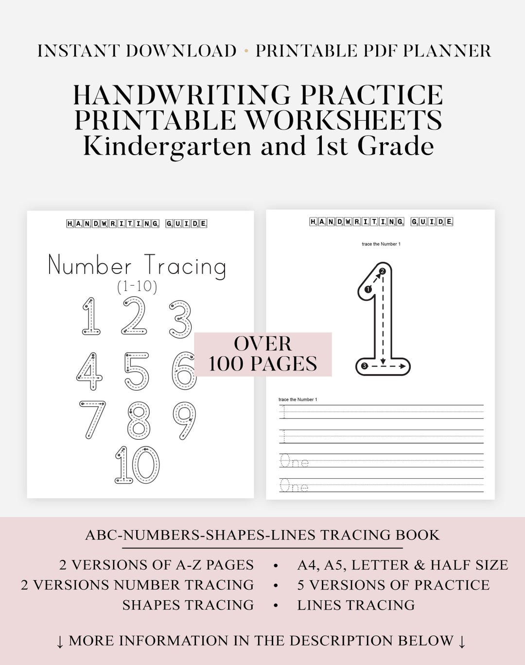 Number Tracing Worksheets 0-10 With Posters | Preschool, Kindergarten ...