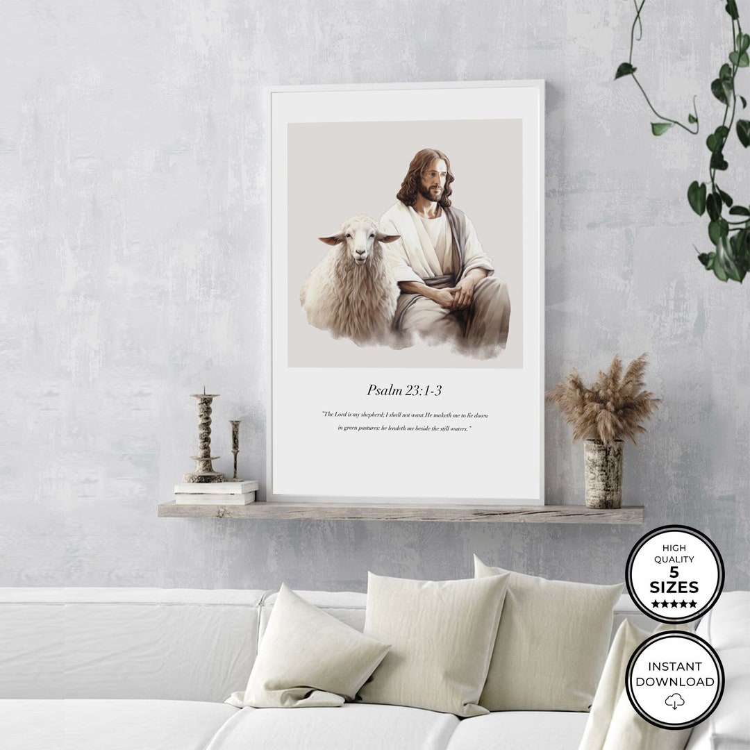 Psalm 23 Scripture Wall Art, the Lord is My Shepherd Christian Wall Art ...