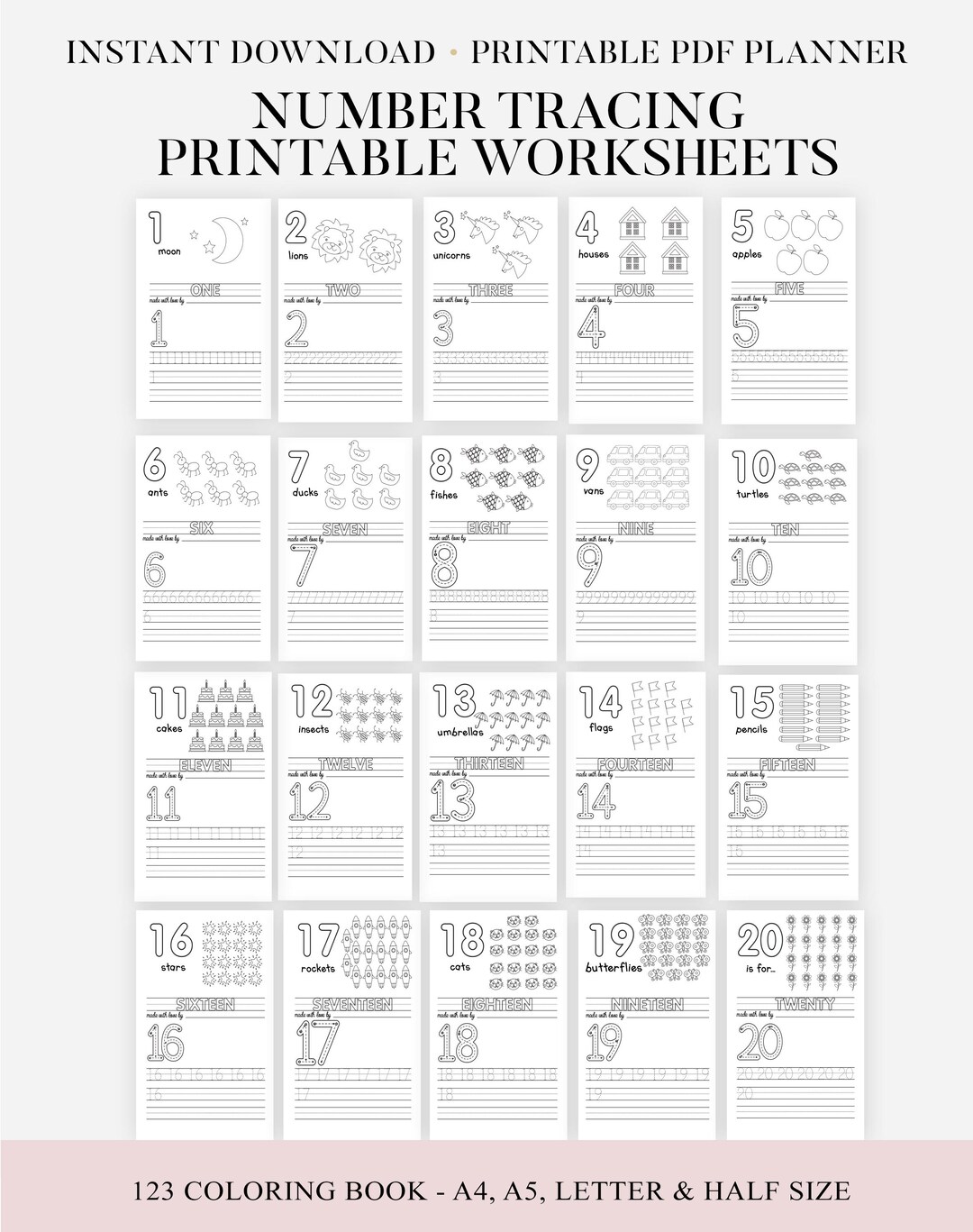 123 Baby Shower Coloring Book, Baby's First Number 123 Book, Baby ...