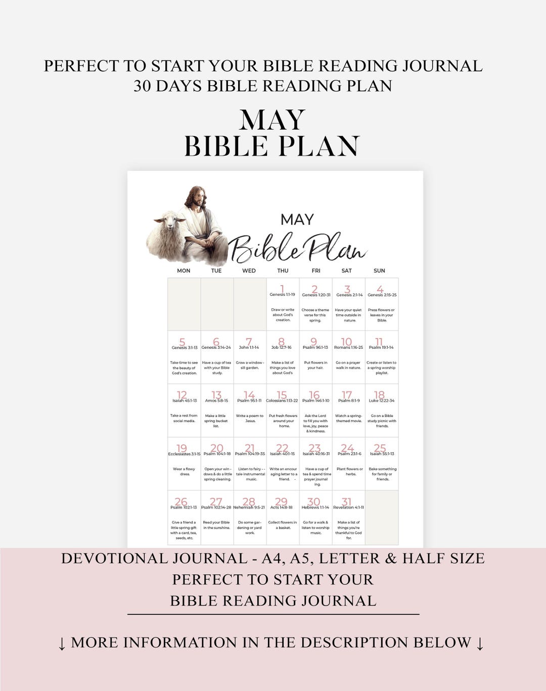 Chronological Bible Reading Plan Printable May Bible Tracker 30 Days ...