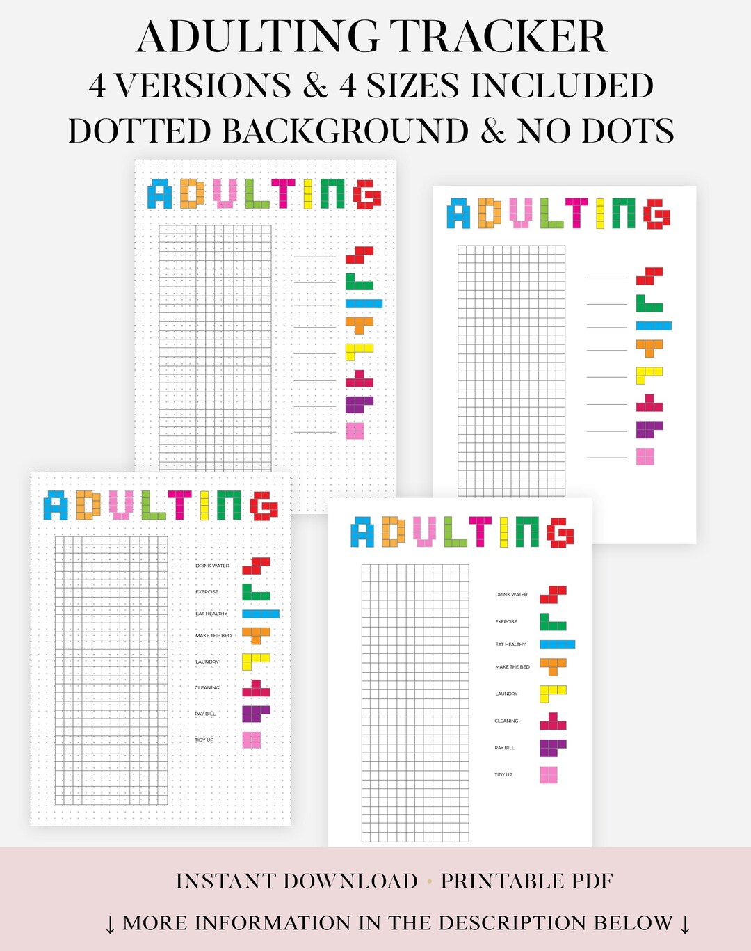 Adulting Tracker, Printable Journal Page, Monthly Tracker, Fun Habit ...