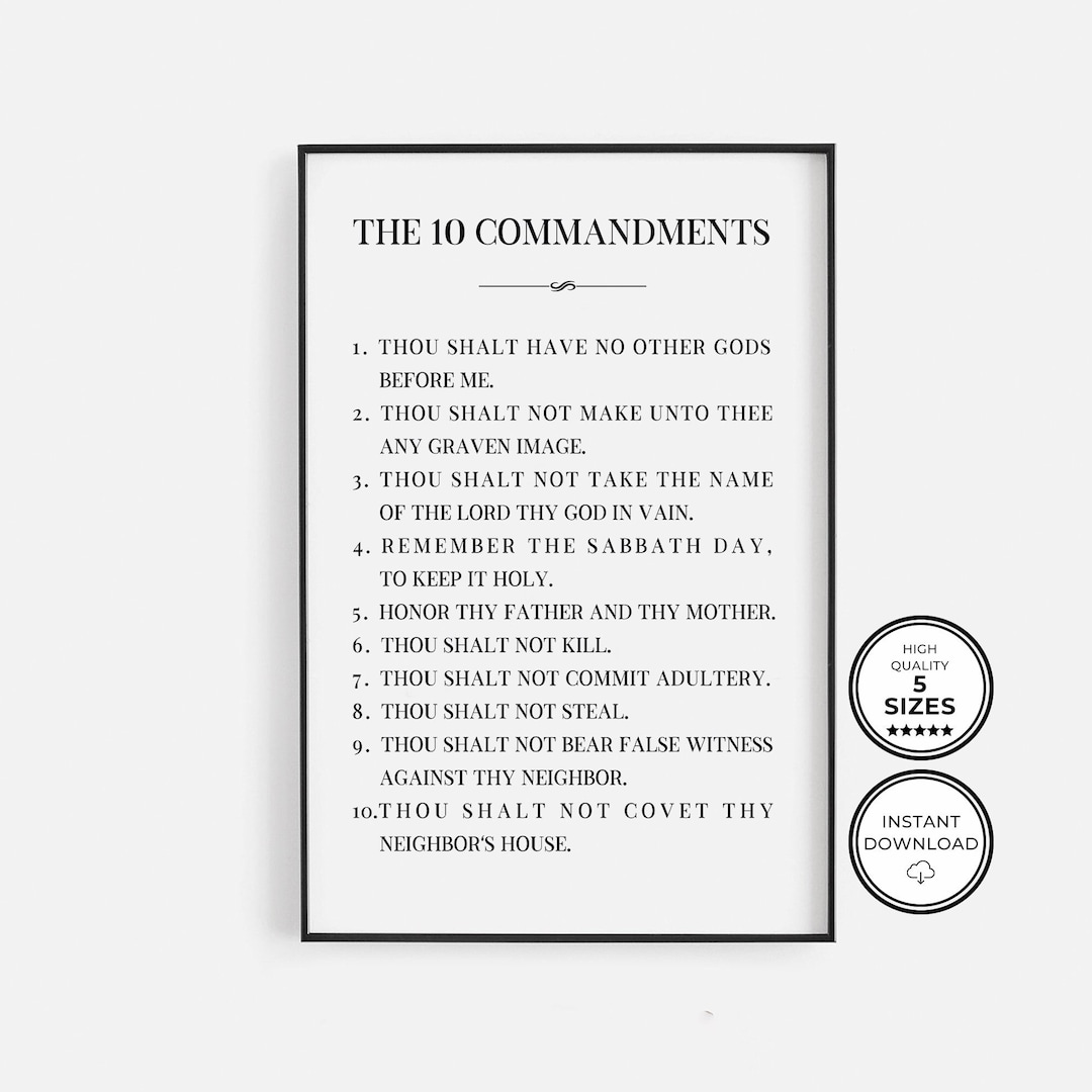 Exodus 20 the 10 Commandments, Printable Blessing Art, Spiritual Art ...