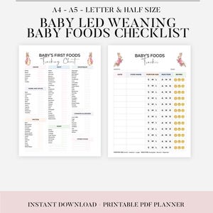 Baby Led Weaning Checklist First Foods Tracker Printable Digital Food ...