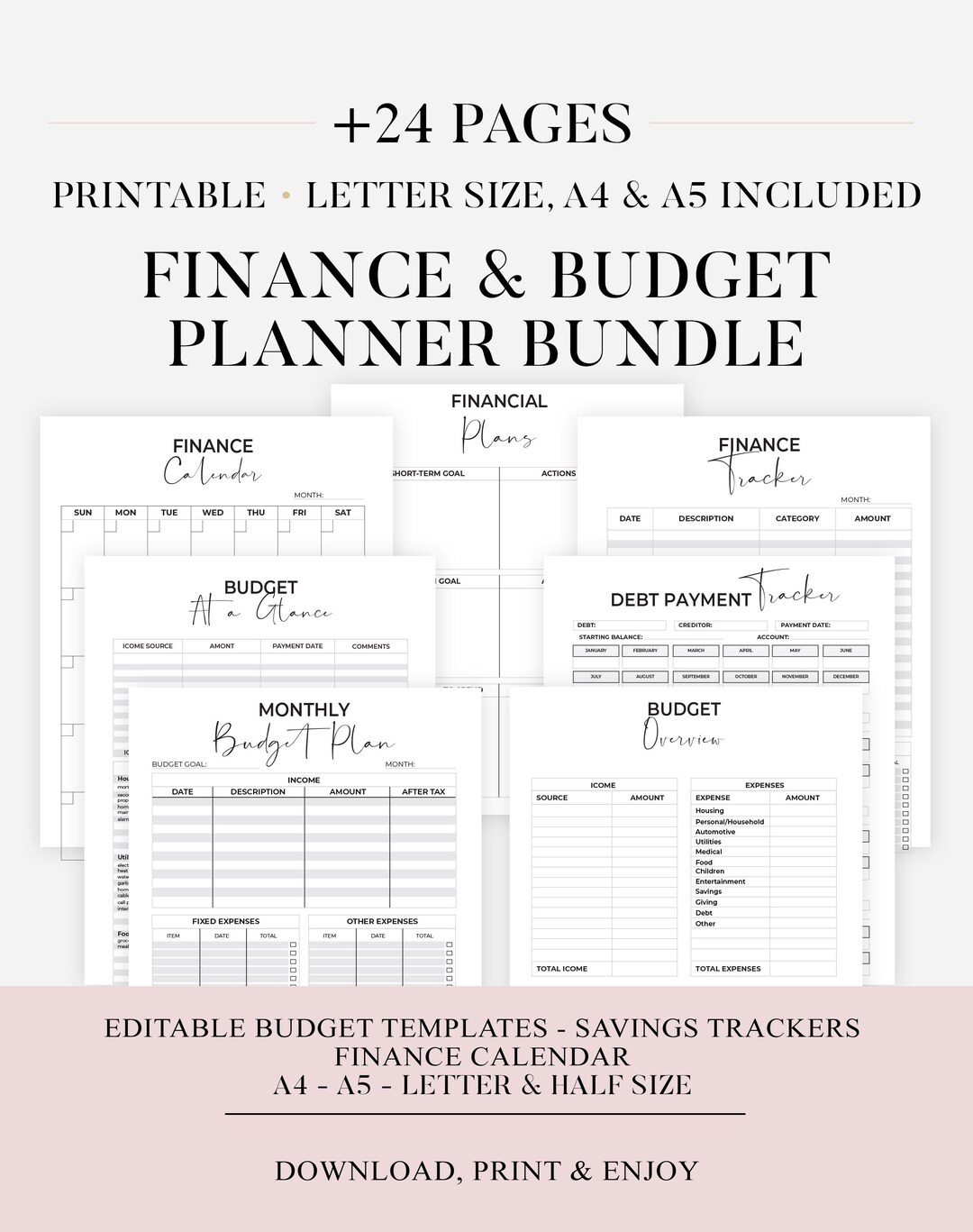 Printable Planner, Expenses, Bill, Debt, Spending Trackers, Finance and ...