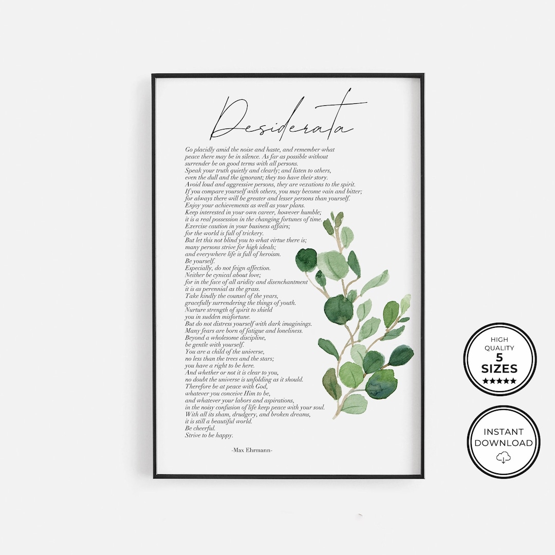 Desiderata Poem Art Print by Max Ehrmann Inspirational Poem - Etsy