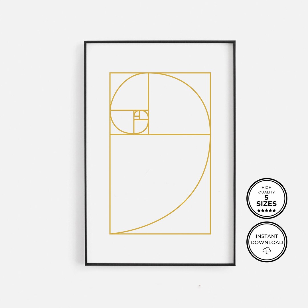 Golden Ratio, Line Art, Fibonacci, Printable Science Poster ...