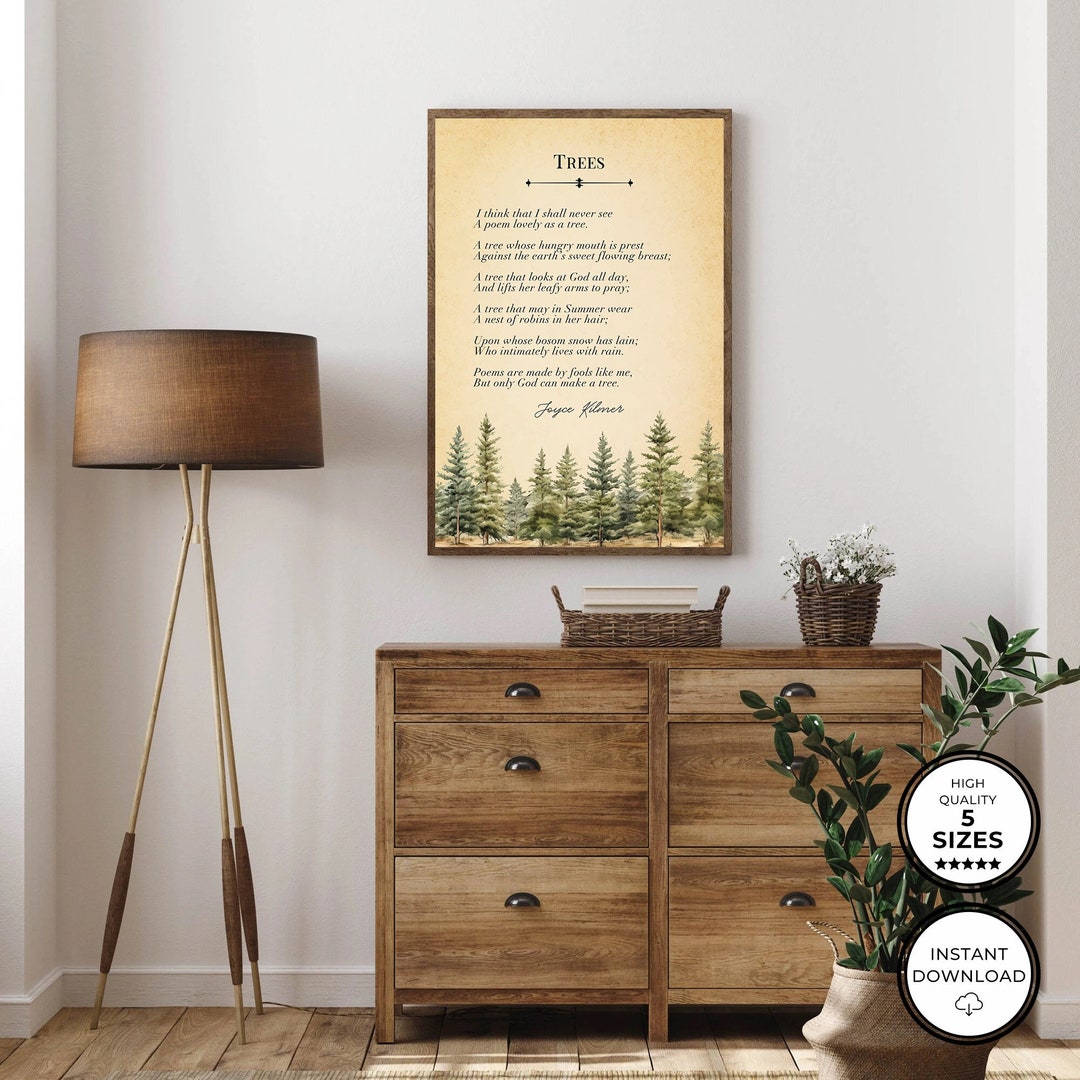 Trees Poem Wall Art Print Joyce Kilmer Poetry I Think That I Shall ...
