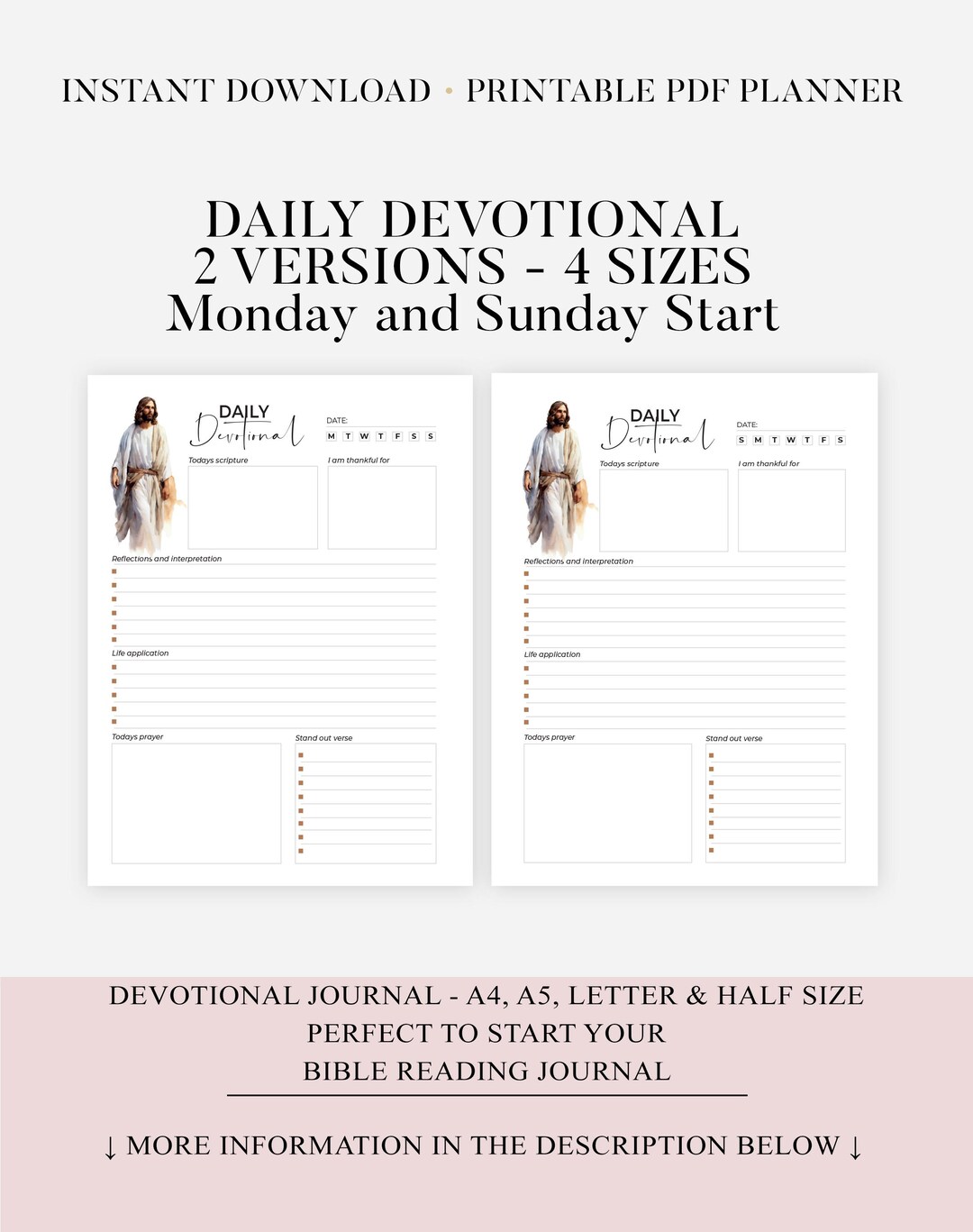 Monthly Bible Reading Tracker - PRINTABLE Journal Page - Bible Tracker ...
