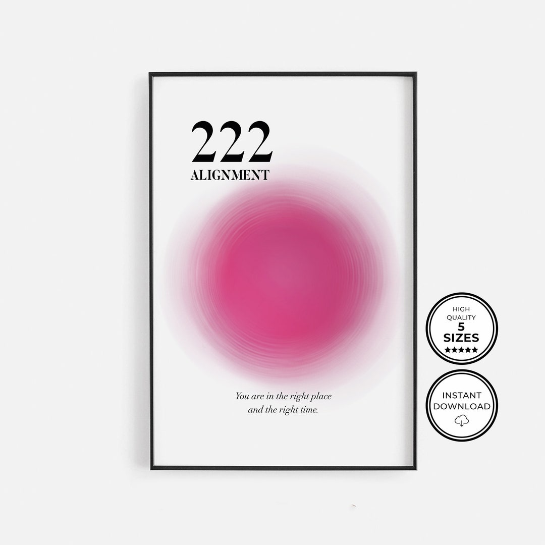 222 Print, Angel Numbers Poster, Numerology, Gradient Wall Art ...