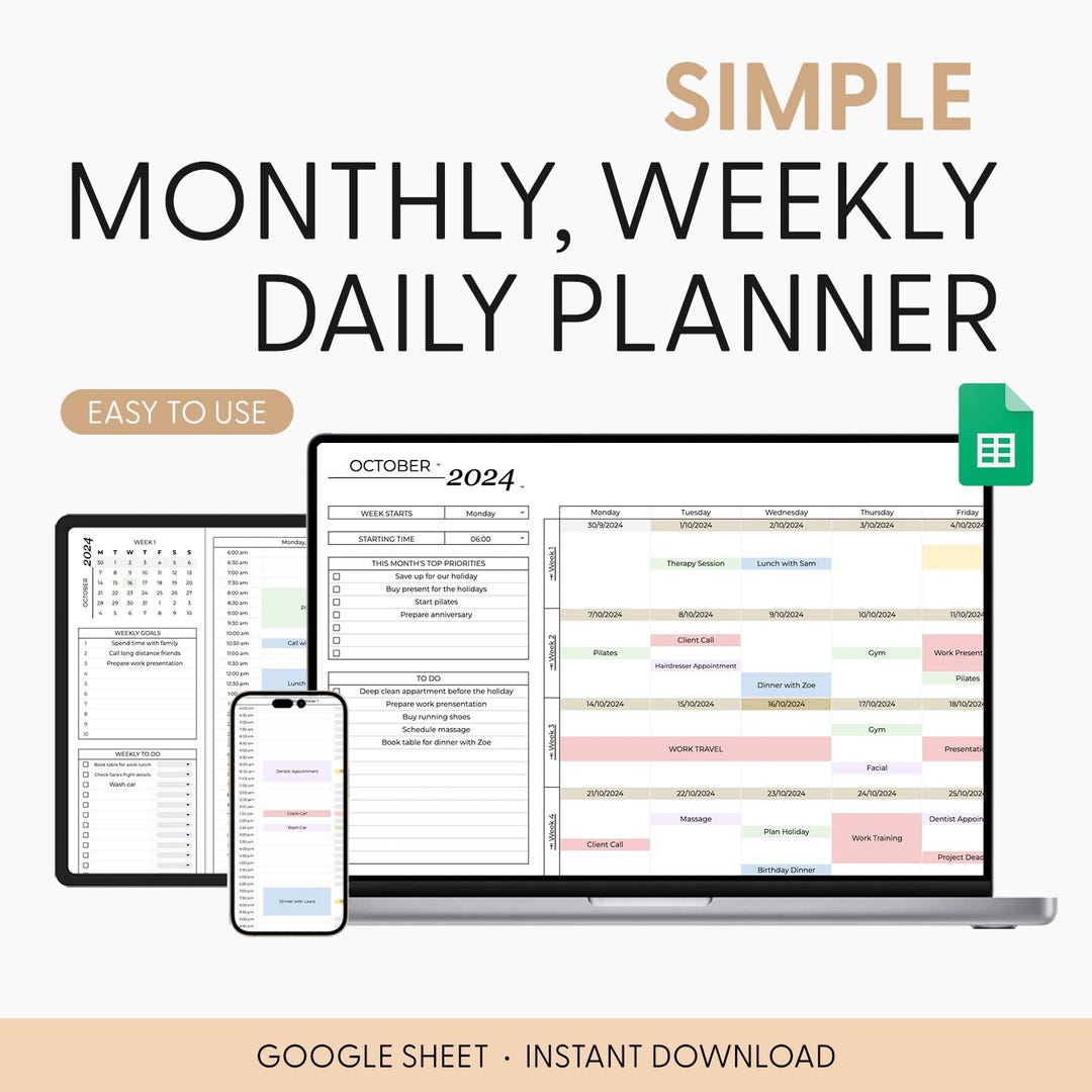 2025 Digital Planner Spreadsheet for Google Sheets, to Do List, Monthly ...