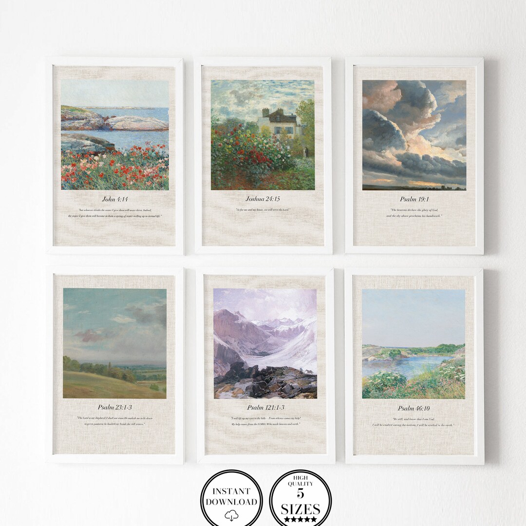 Christian Gallery, Pack of 6, Psalms 23 Scripture, Bible Verse Wall Art ...