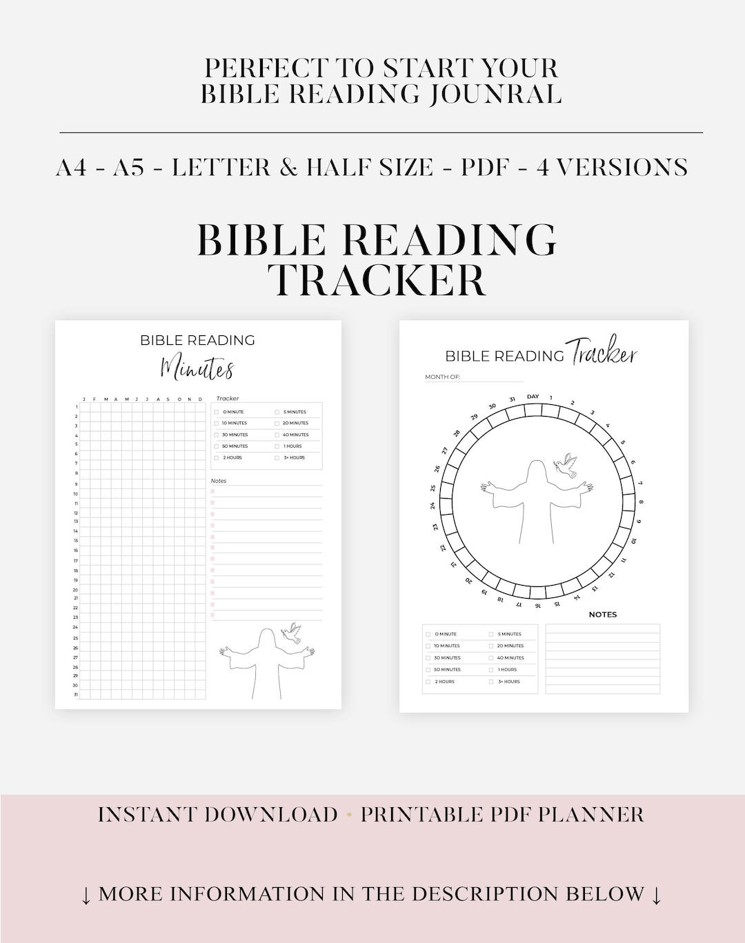 Bible Reading Tracker Printable, Christian Printable Pages, Chapter by Chapter Checklist Reading ...