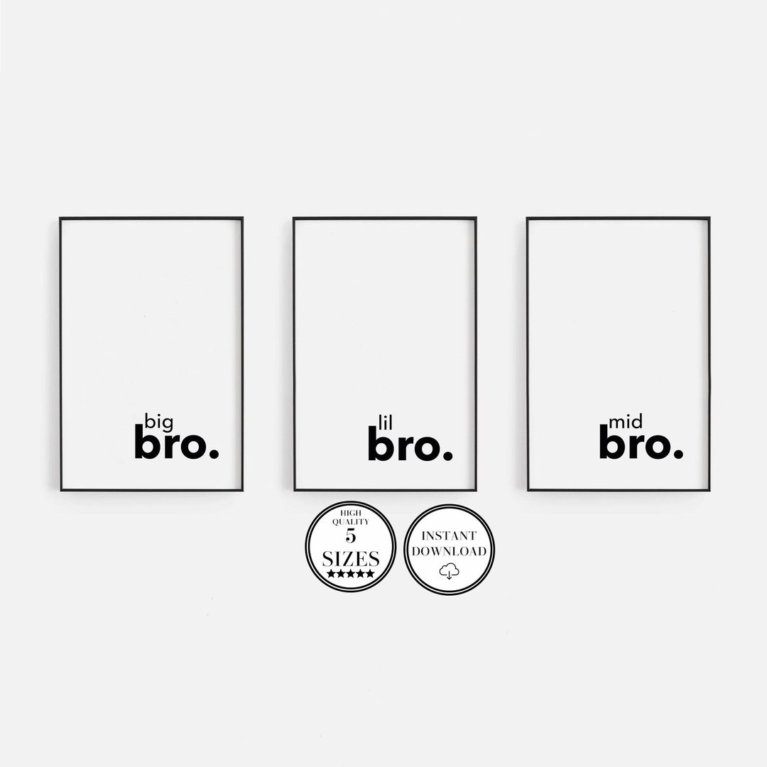 Big Bro Lil Bro Mid Bro Sign, Brothers Printable Art, Boys Bedroom Sign ...